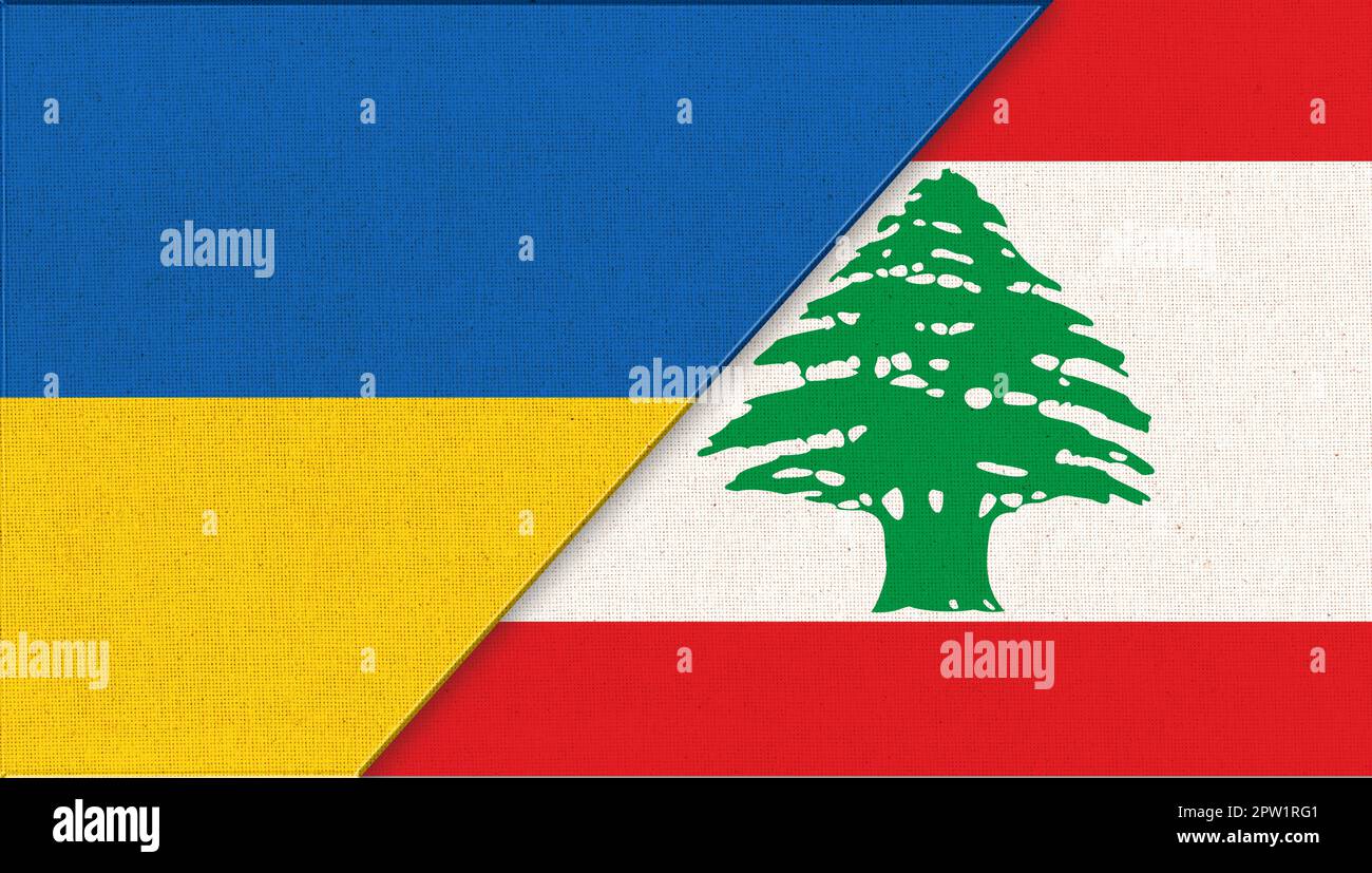 Flag of Ukraine and Lebanon - 3D illustration. Two Flags Together ...