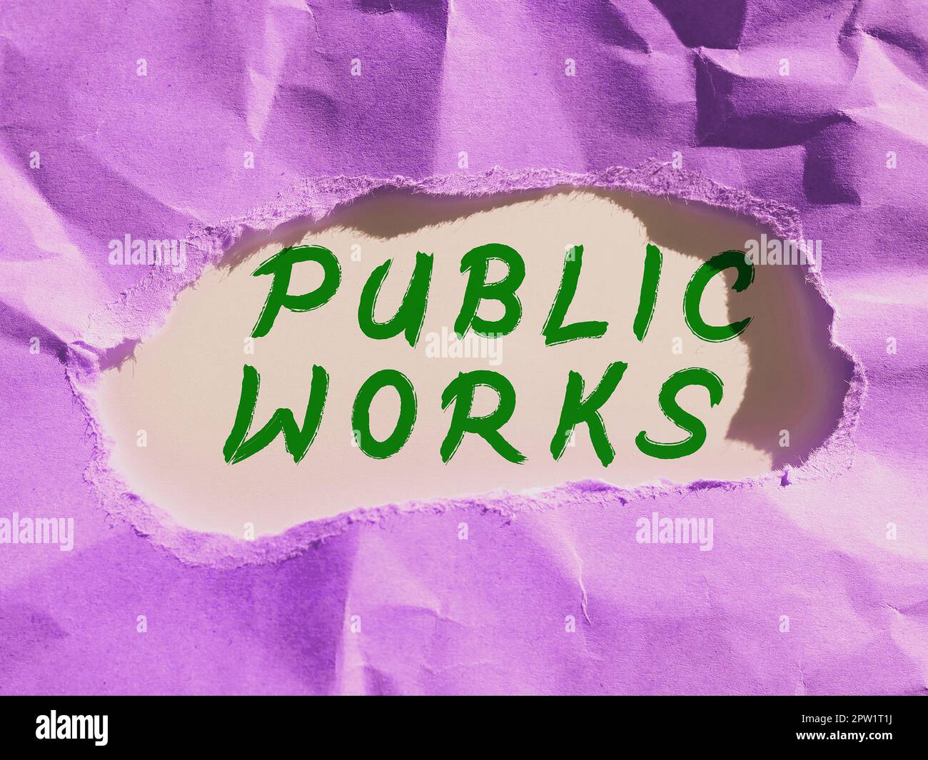 Handwriting text Public Works, Business idea Describes the viewing of ...