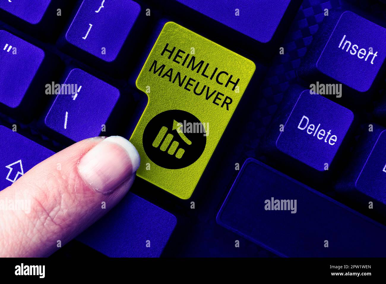 Sign displaying Heimlich Maneuver, Word for application of upward ...