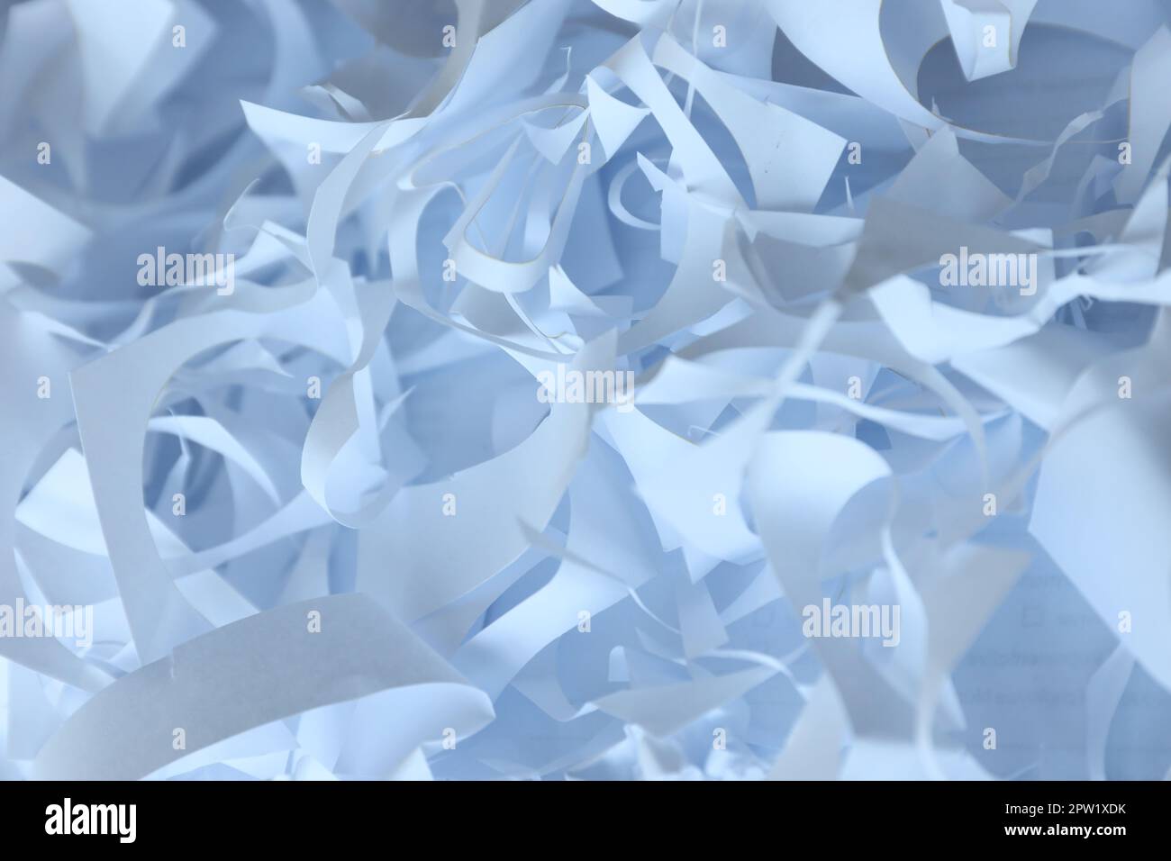 Shredded paper texture background, top view of many white paper strips ...