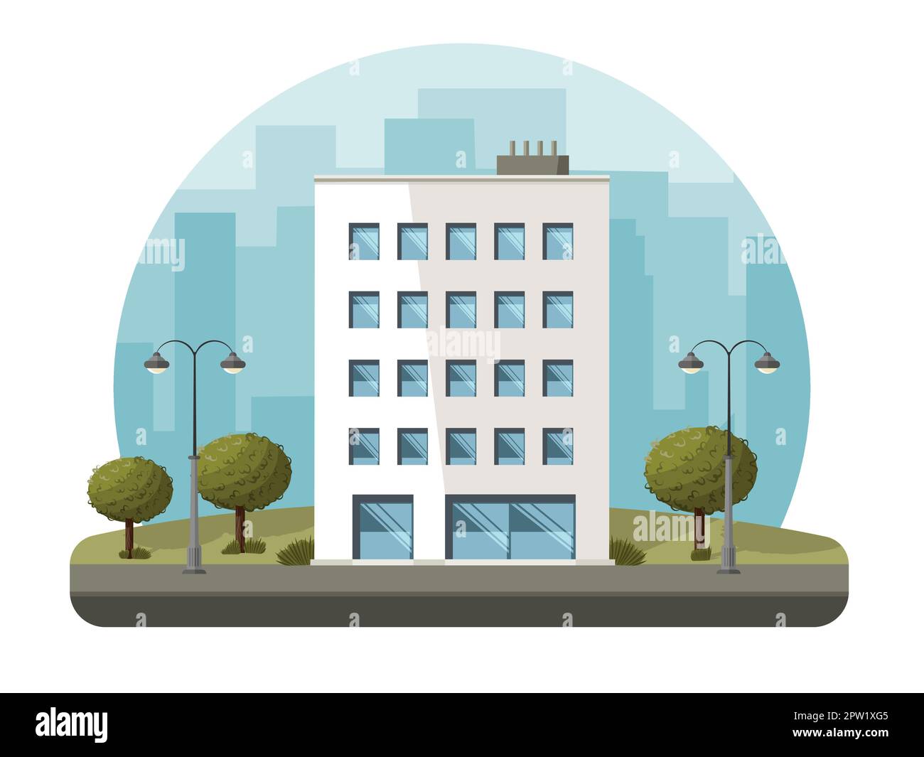 Apartment building on a city background. Urban landscape Stock Vector ...