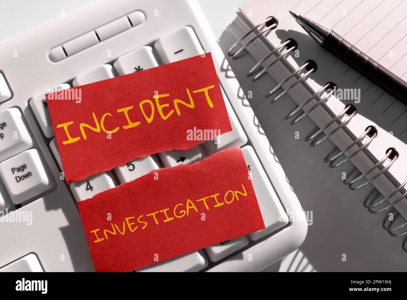 Handwriting text Incident Investigation, Business showcase responsible for the integrity of the ...