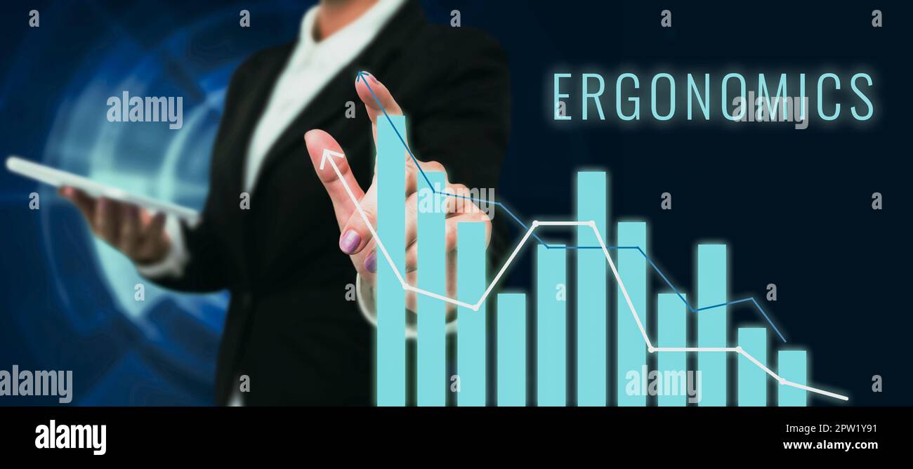Text showing inspiration Ergonomics, Word for fitting or designing a ...