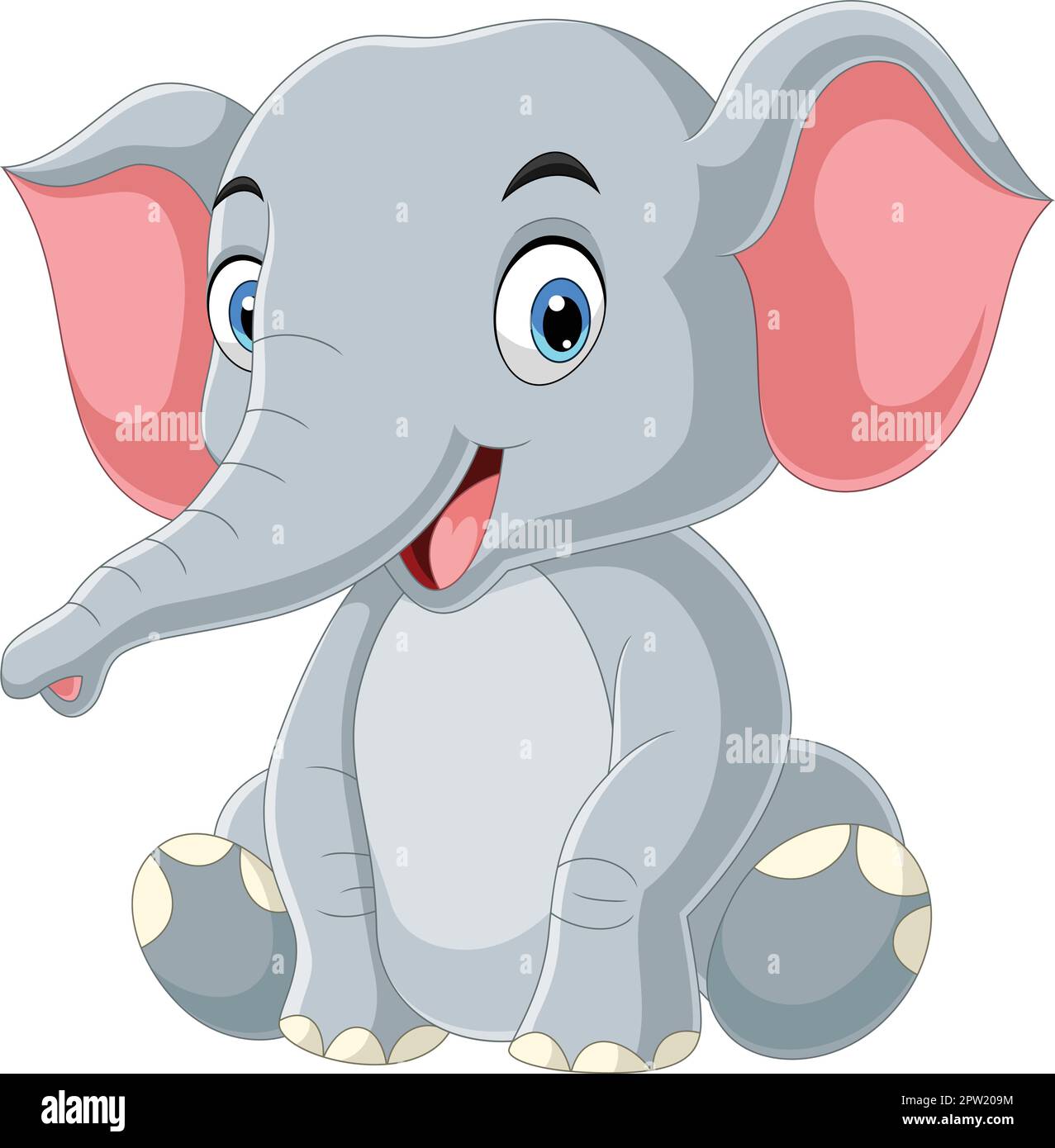 Cartoon happy baby elephant sitting Stock Vector Image & Art - Alamy