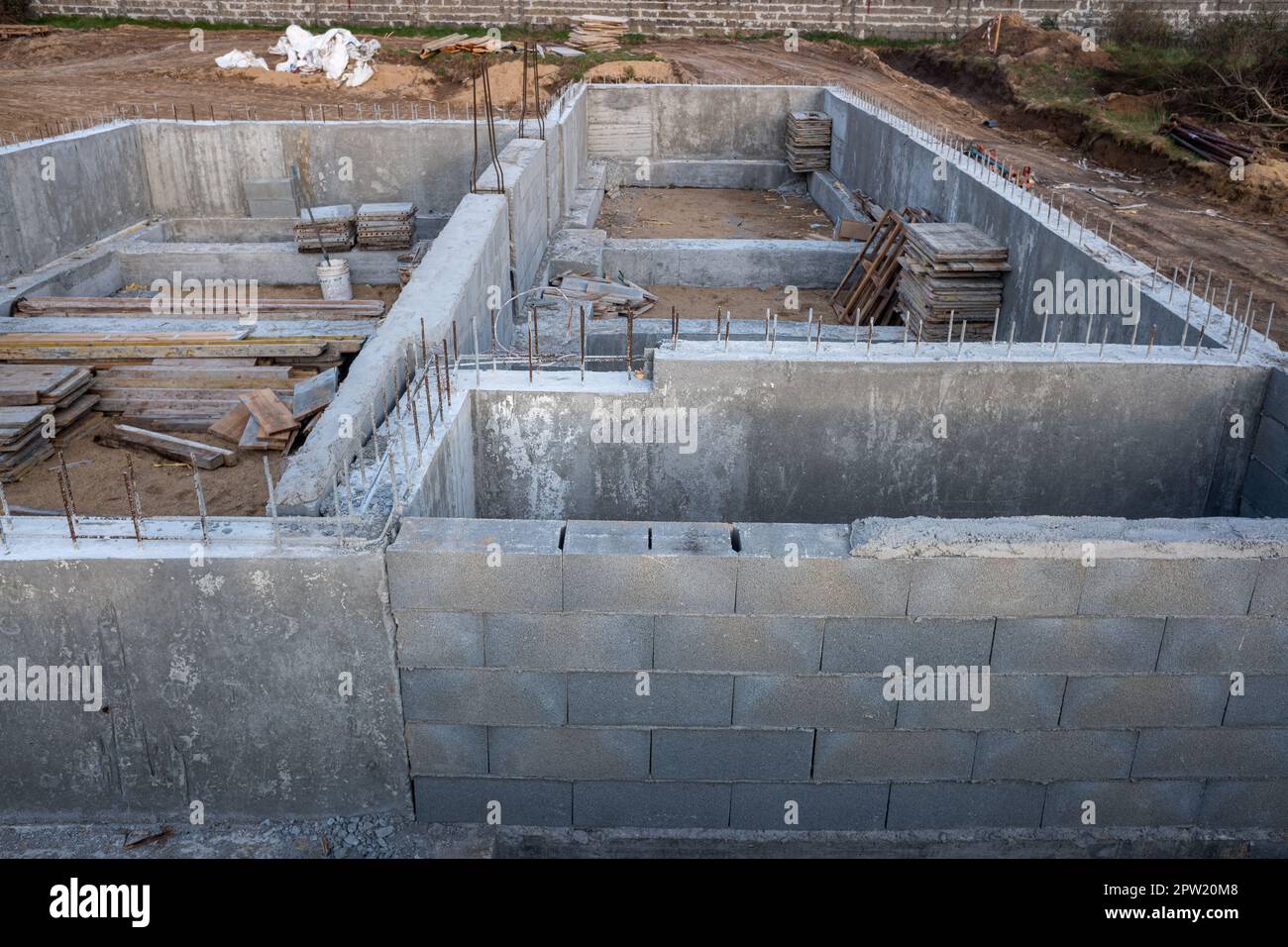 view of the foundation of a house under construction Stock Photo - Alamy