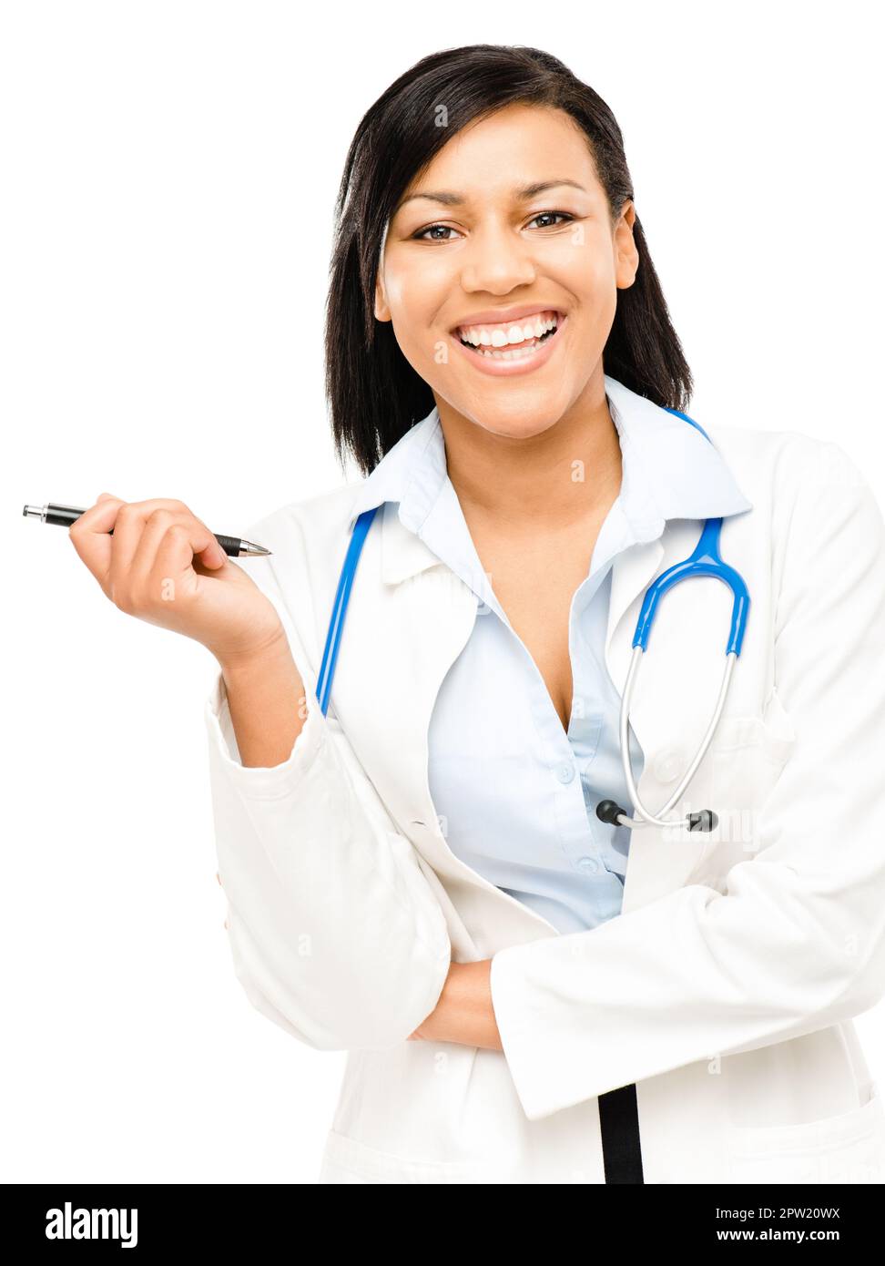 Keeping you fit and healthy. a young female doctor against a studio ...