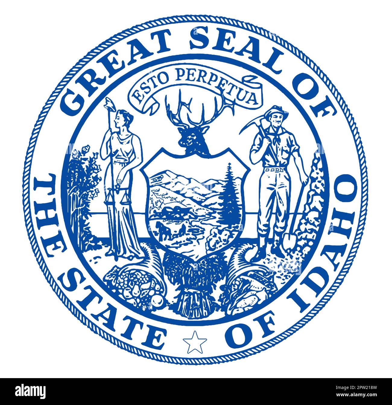 The state seal of the USA state of Idaho over a white background Stock ...