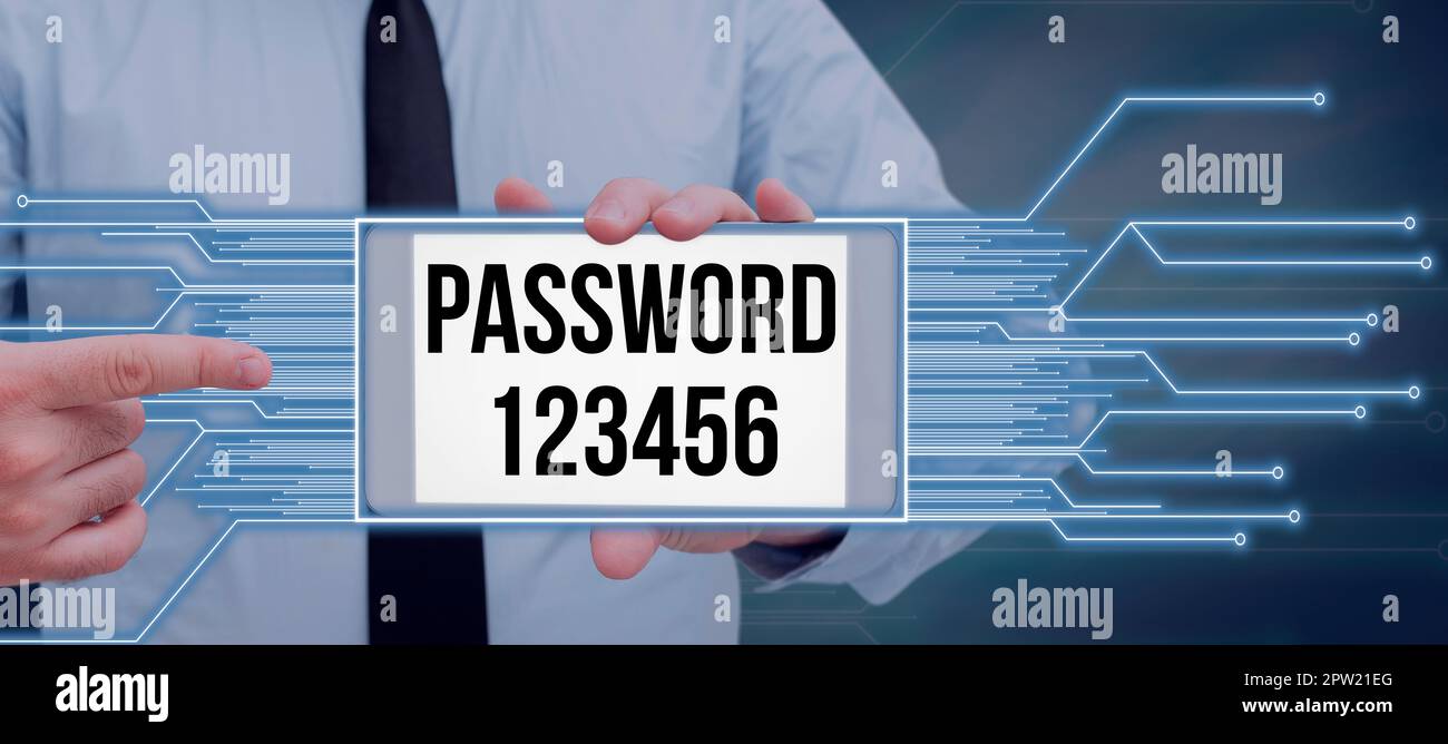 Text sign showing Password 123456, Word Written on the hidden word or ...