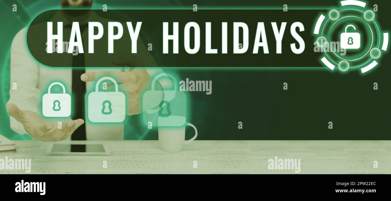Text caption presenting Happy Holidays, Concept meaning greeting used ...