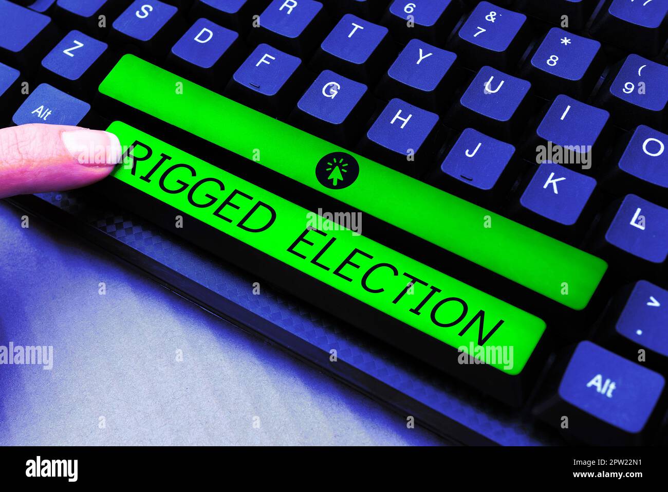 Text caption presenting Rigged Election, Word for Manage drilling ...