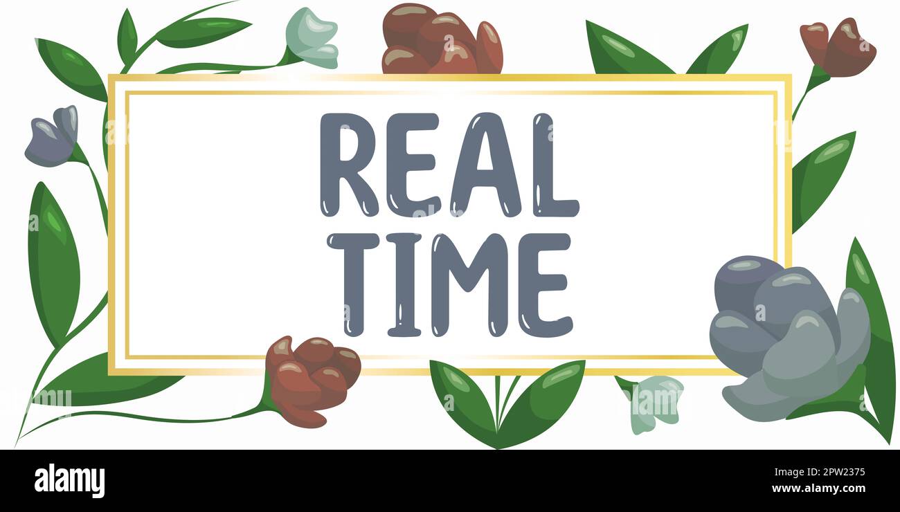 Sign displaying Real Time, Business concept the actual time during ...