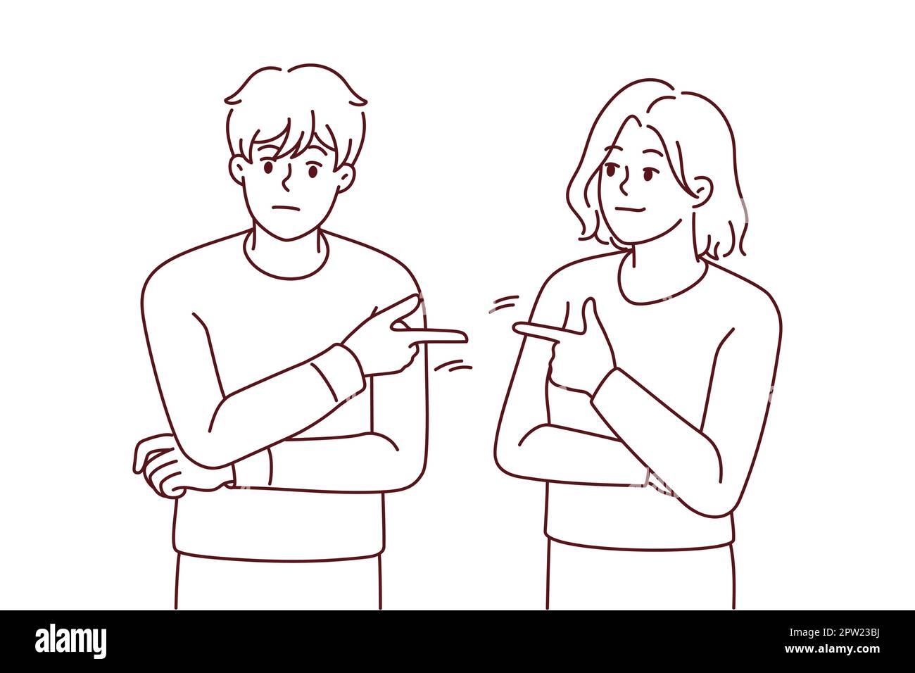Couple point fingers at one another Stock Vector Image & Art - Alamy