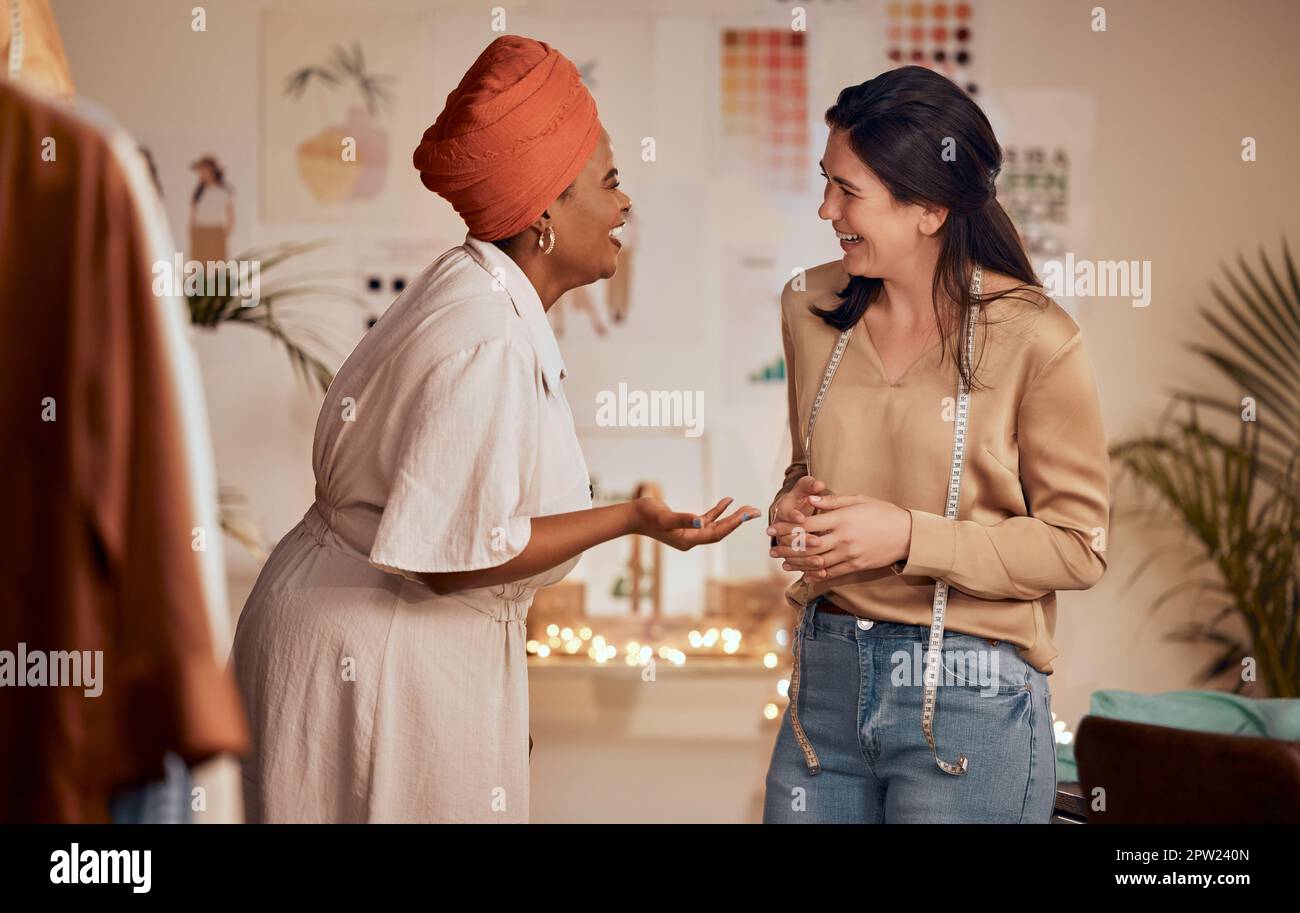 Designer, women or funny friends at work laughing at joke together ...