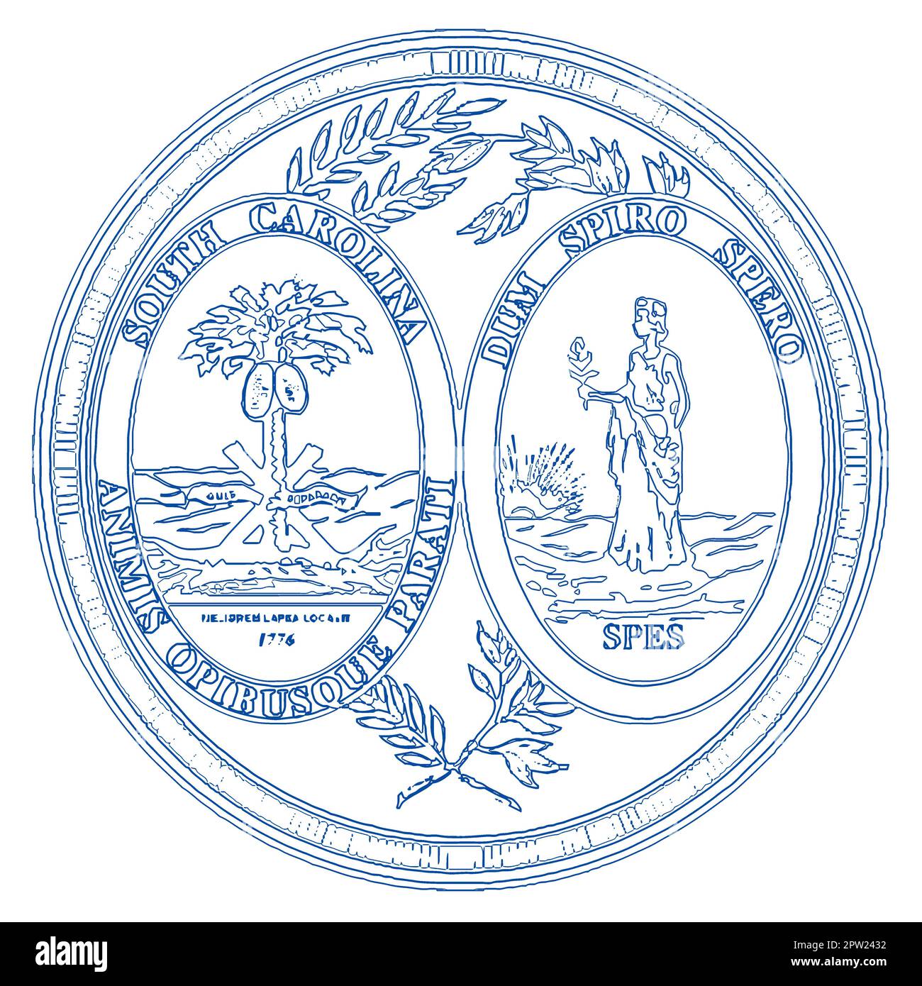 South Carolina State Seal over a white background Stock Photo - Alamy