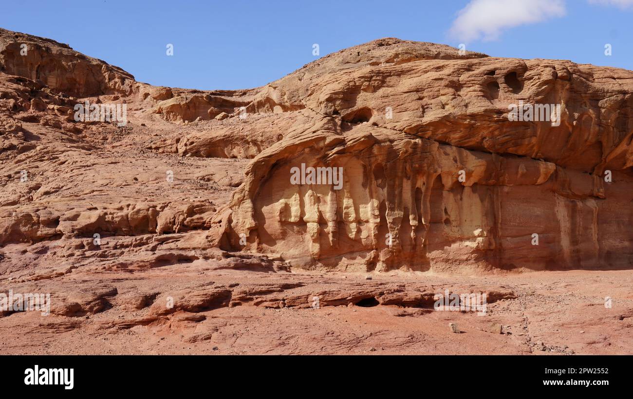 Rock and red terrain, in the national geological Timna park, Israel ...