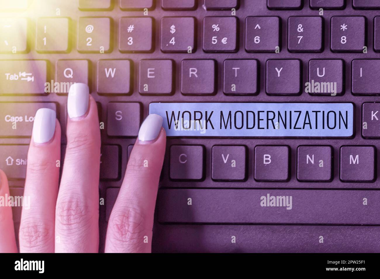 Handwriting text Work Modernization, Business showcase changing product ...