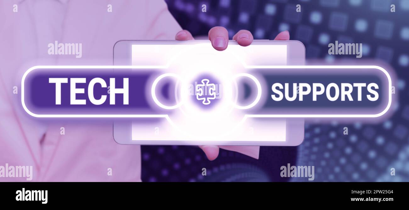 Conceptual display Tech Supports, Word Written on Help given by ...
