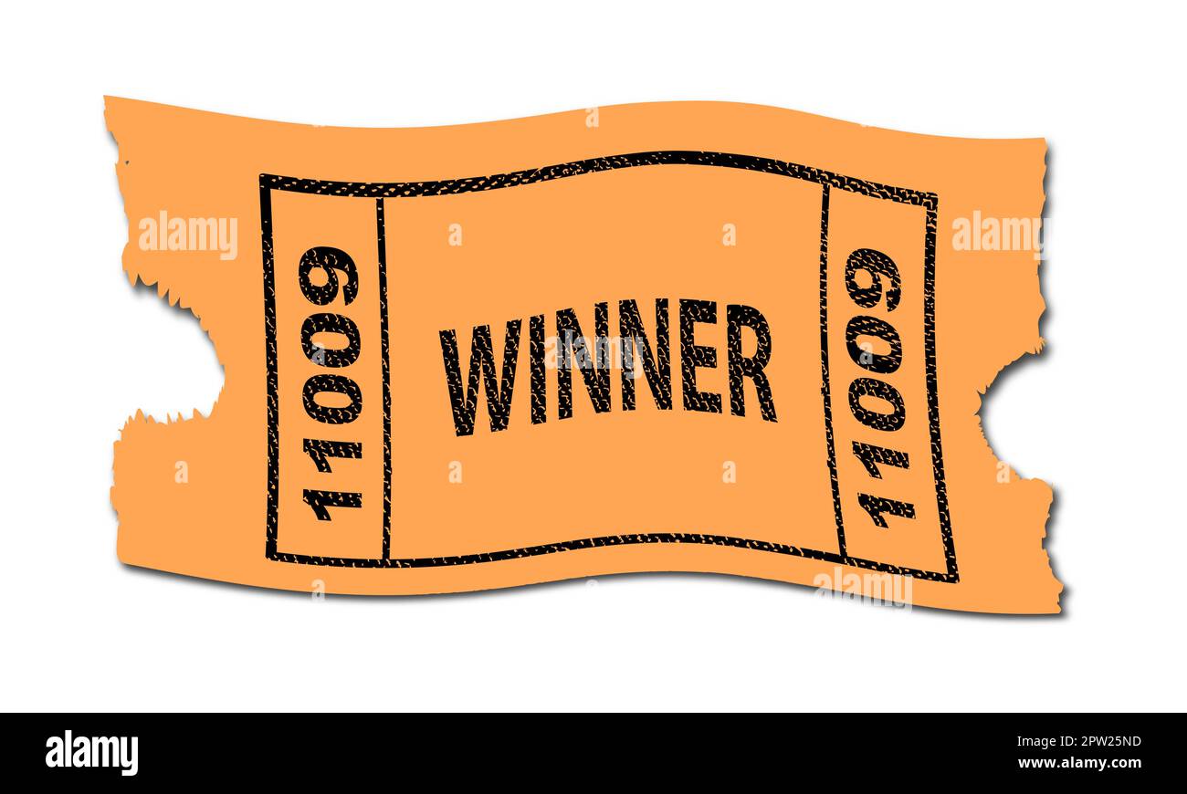 An orange ticket proclaiming a winner on a white background Stock Photo ...