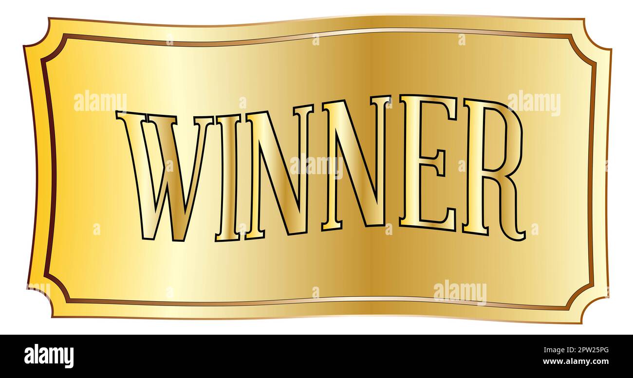A golden winner ticket over a white background Stock Photo - Alamy