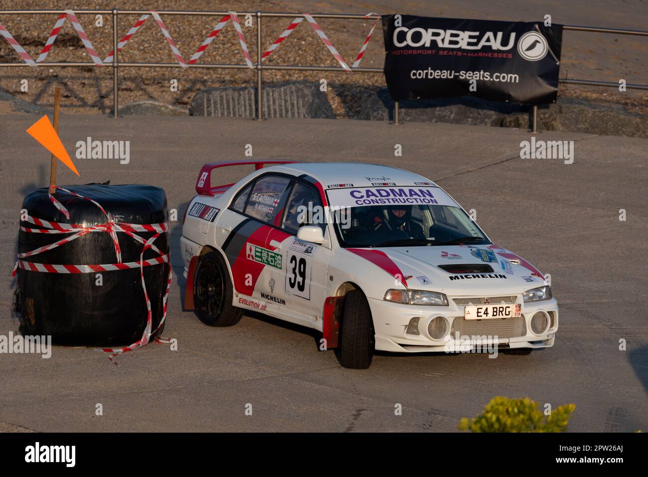 Stuart Cadman racing a Mitsubishi Evo competing in the Corbeau Seats ...