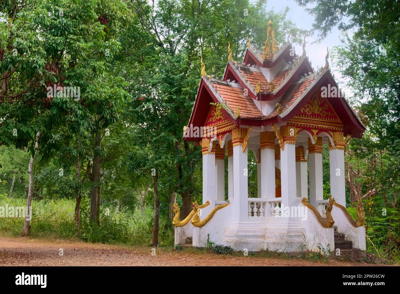 Buddhist shrine hidden in the forest near Luan Prabang, Laos Stock ...