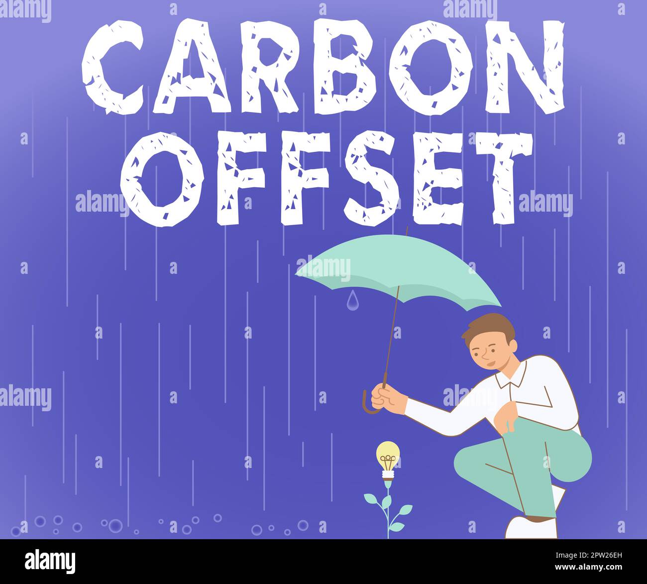 Text caption presenting Carbon Offset, Word Written on Reduction in ...
