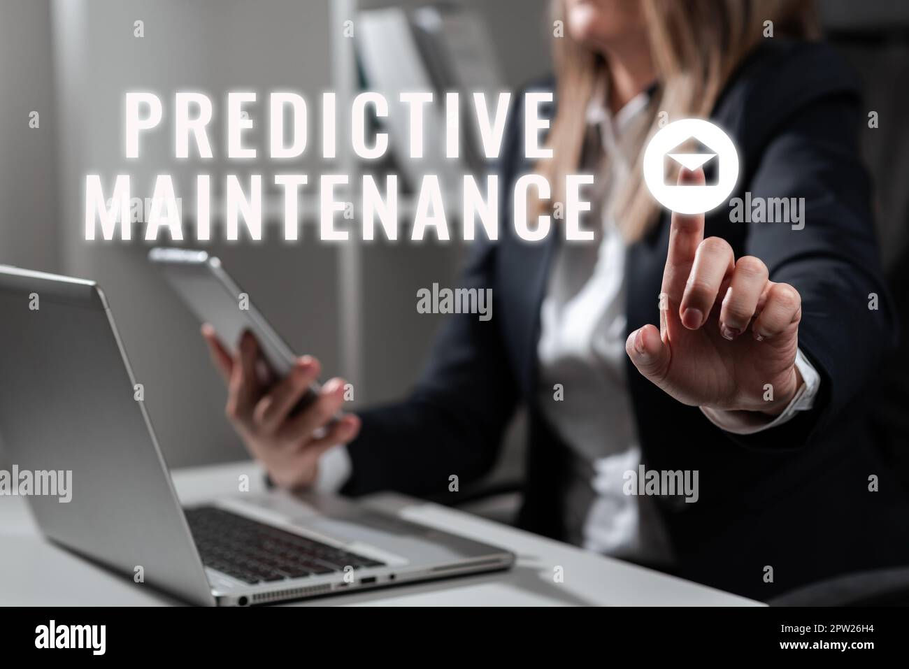 Hand writing sign Predictive Maintenance, Concept meaning Predict when ...