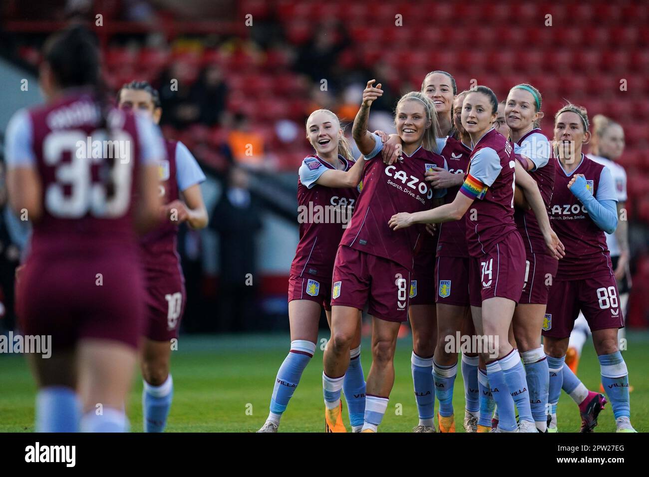 Aston Villa players celebrate Rachel Daly's second goal of the game ...