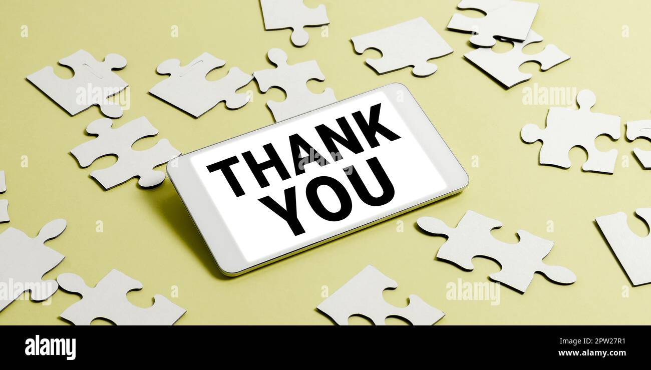 Hand writing sign Thank You, Internet Concept replaying on something ...