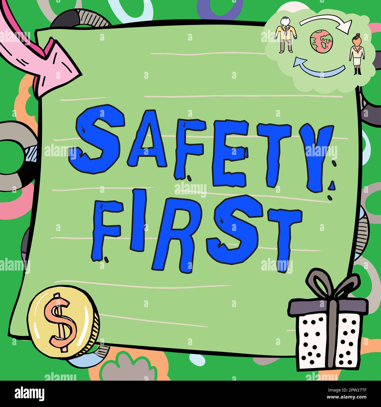 Hand writing sign Safety First, Internet Concept Avoid any unnecessary ...