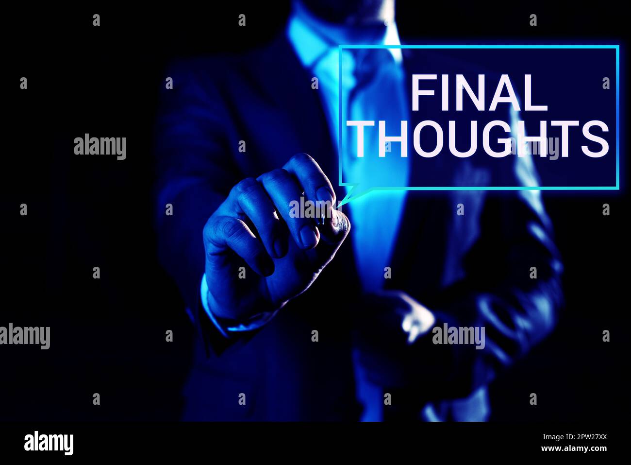 Text caption presenting Final Thoughts, Conceptual photo Conclusion ...