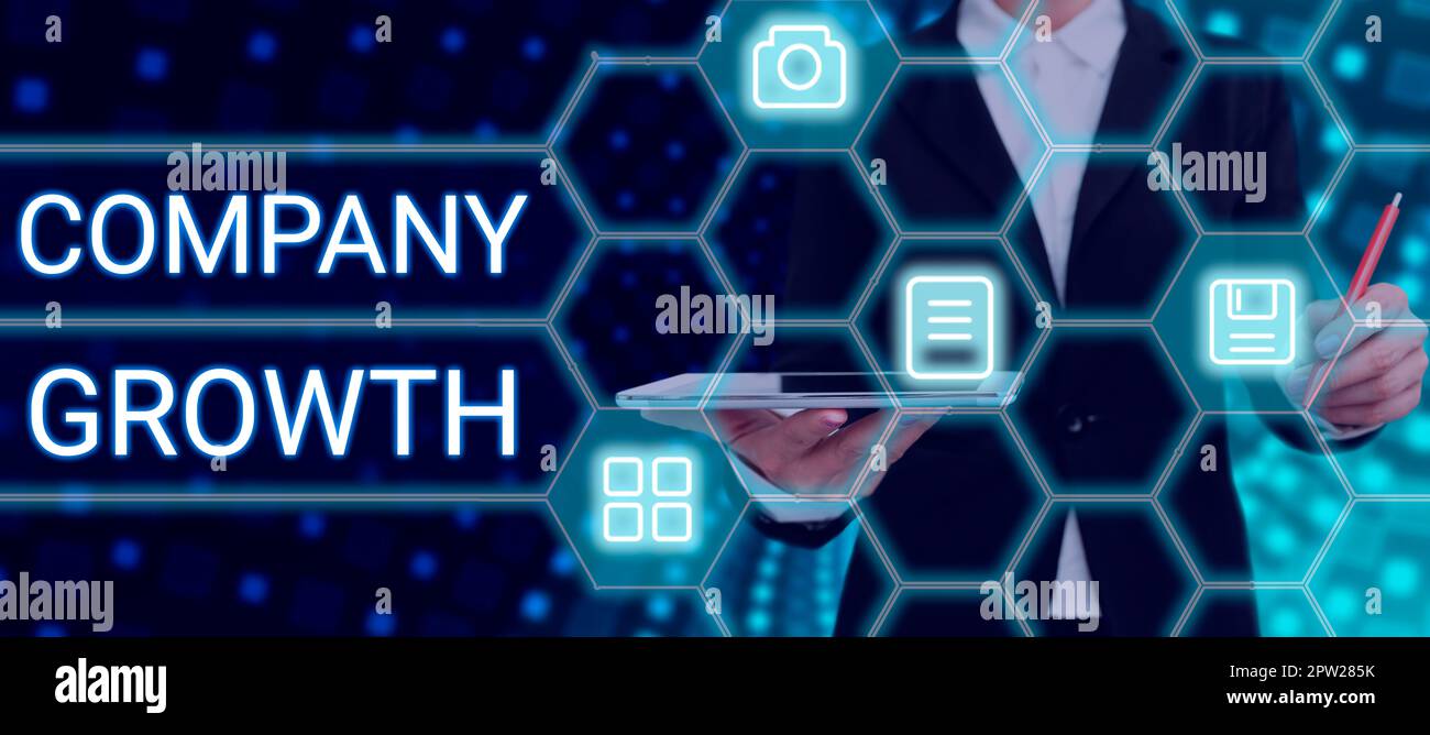 Text sign showing Company Growth, Business showcase a long-term stage ...