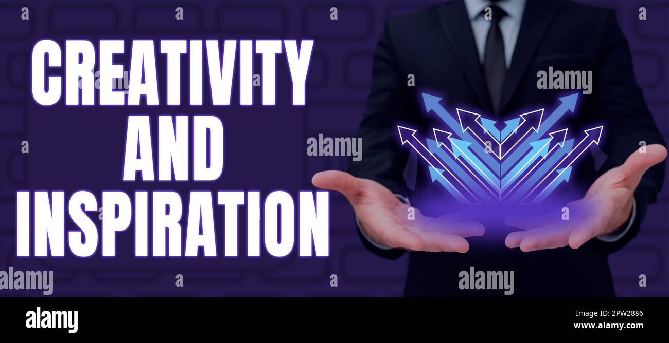 Hand writing sign Creativity And Inspiration, Concept meaning the ...