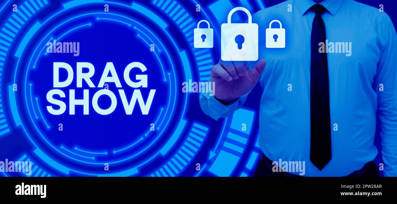 Hand writing sign Drag Show, Word Written on competitive event where ...