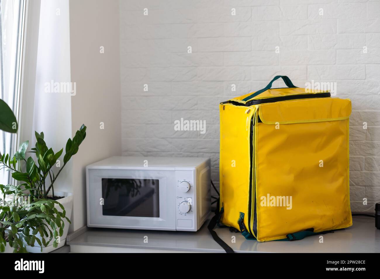 Yellow refrigerator bag for food delivery or for trip to nature and ...