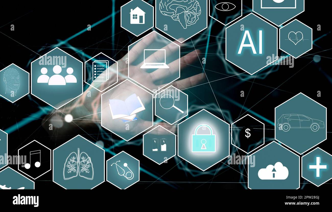 Human and technology concept. AI (Artificial Intelligence ...