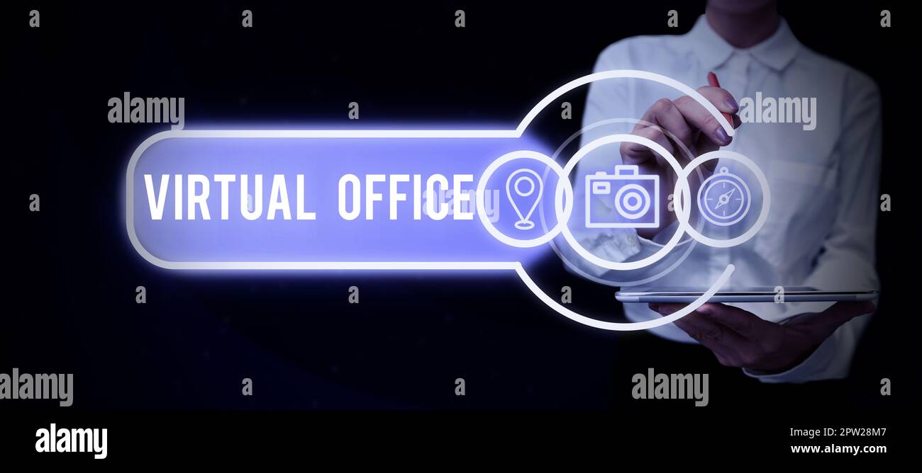 Conceptual display Virtual Office, Business approach Mobile work ...