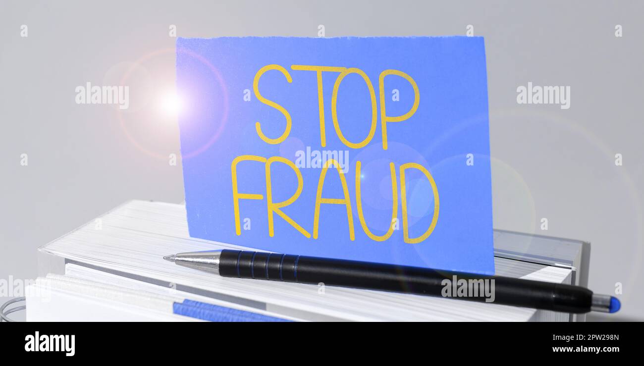 Hand writing sign Stop Fraud, Word Written on campaign advices people ...