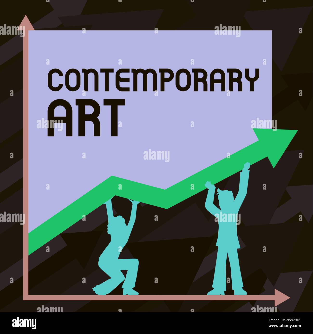 Text caption presenting Contemporary Art, Concept meaning made today by ...