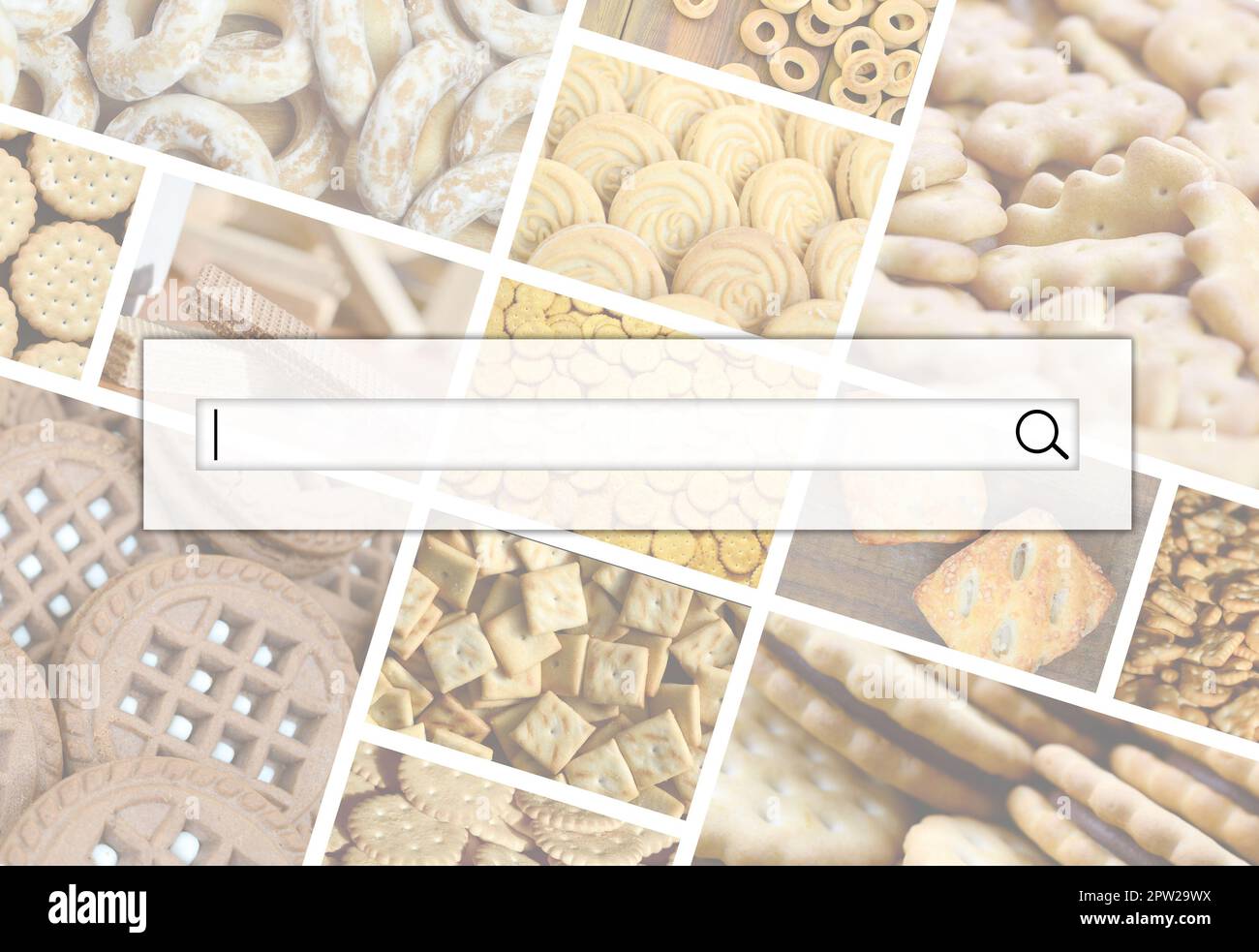 Visualization of the search bar on the background of a collage of many ...
