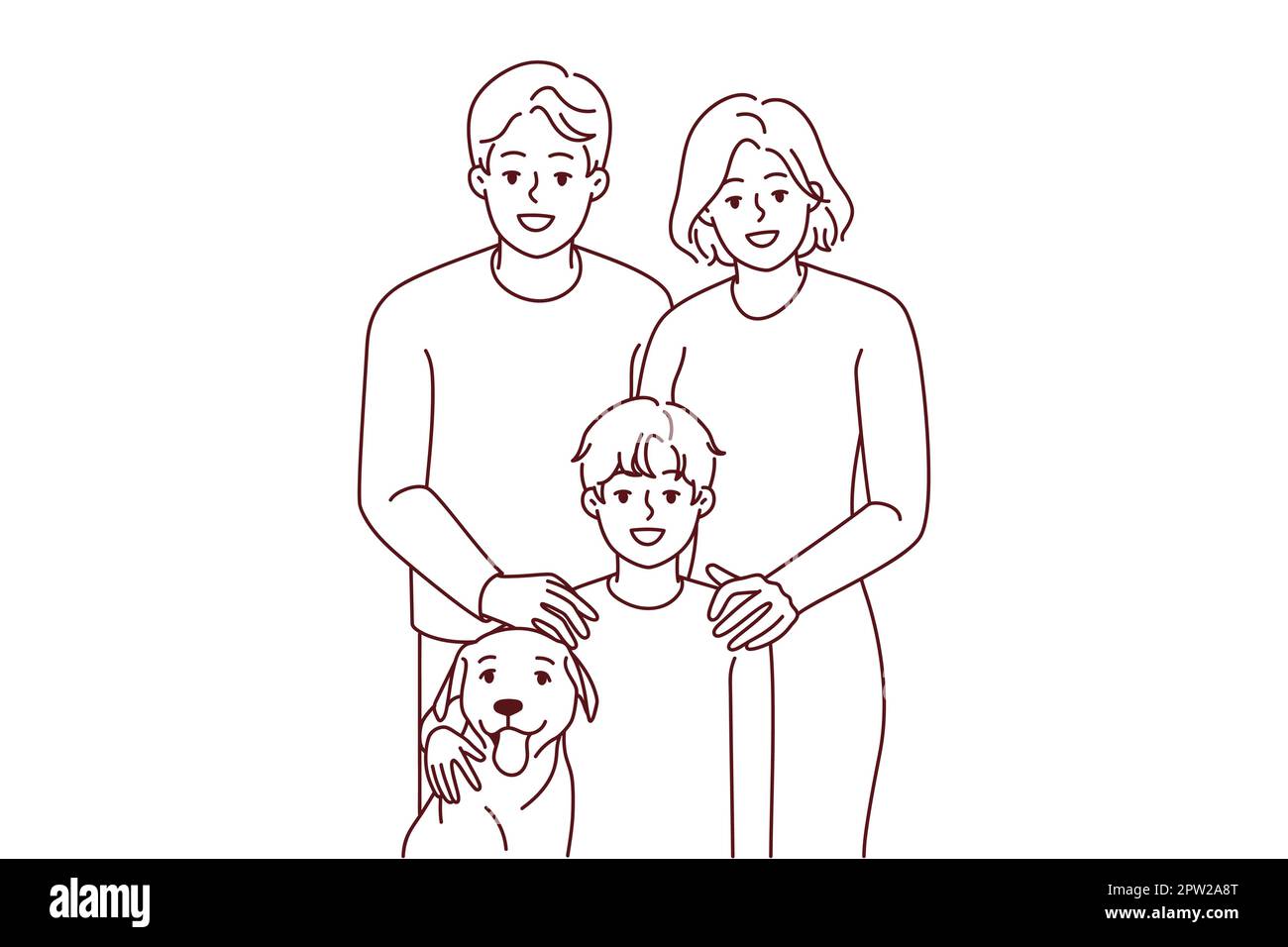 Portrait of family with child and dog Stock Vector Image & Art - Alamy