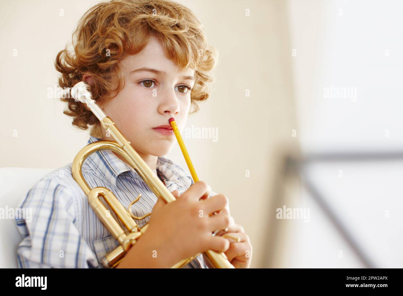 Trumpet practice at home hi-res stock photography and images - Alamy