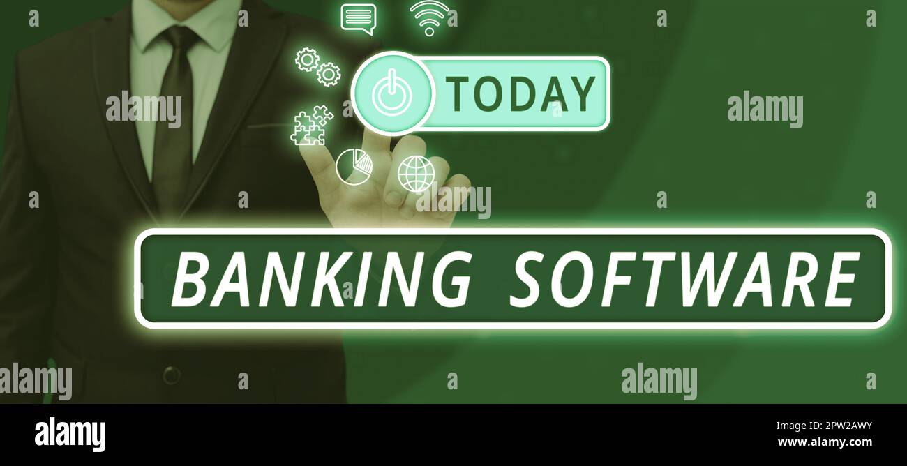 Conceptual caption Banking Software, Internet Concept typically refers ...
