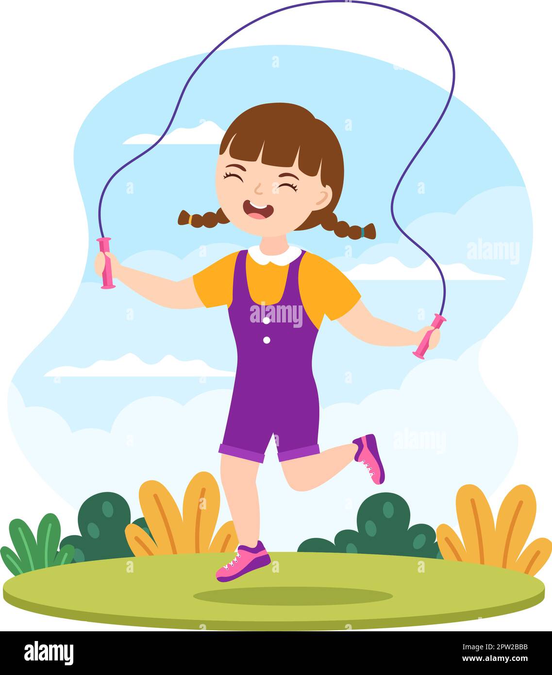 Jump Rope Illustration with Kids Playing Skipping Wear Sportswear in ...