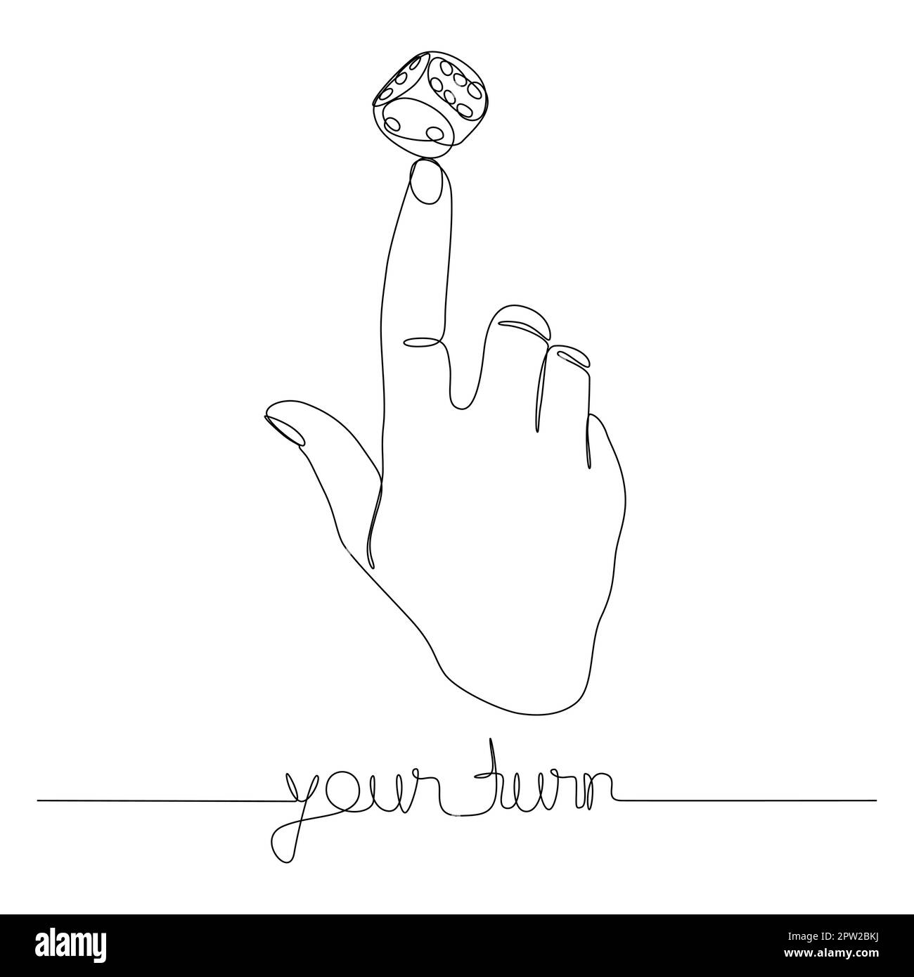 One white continuous line drawing hand with dice Stock Vector Image ... One white continuous line drawing hand with dice Stock Vector Image ...