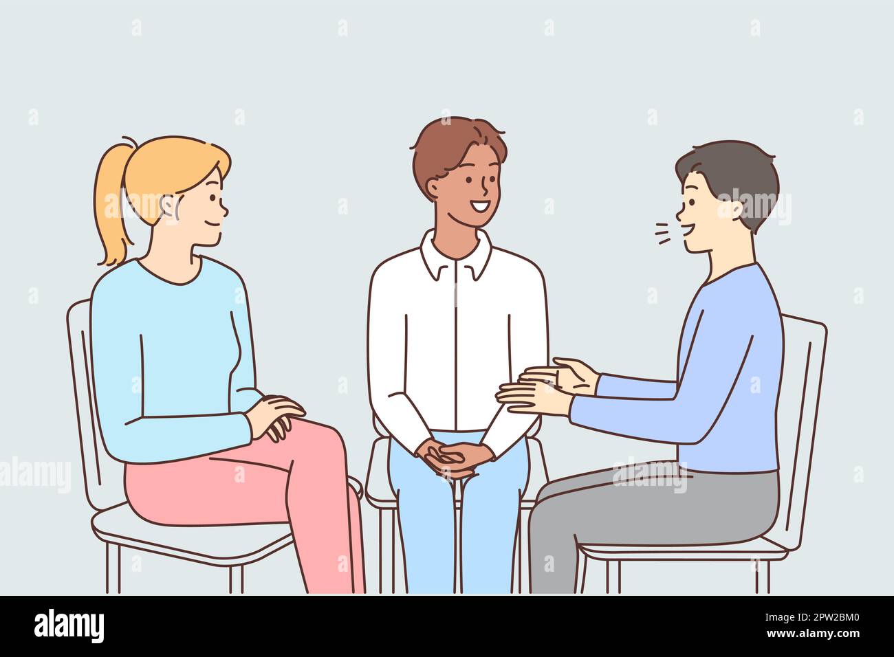 Smiling people sit in circle talking Stock Vector Image & Art - Alamy