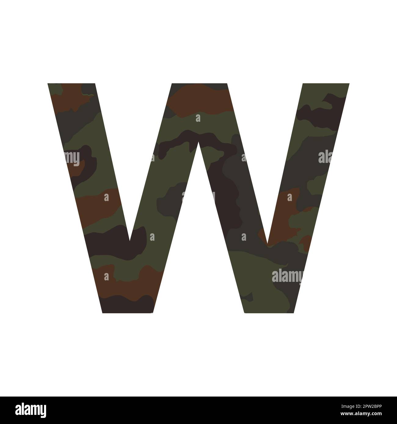 English alphabet letter W, khaki style isolated on white background - Vector illustration Stock ...