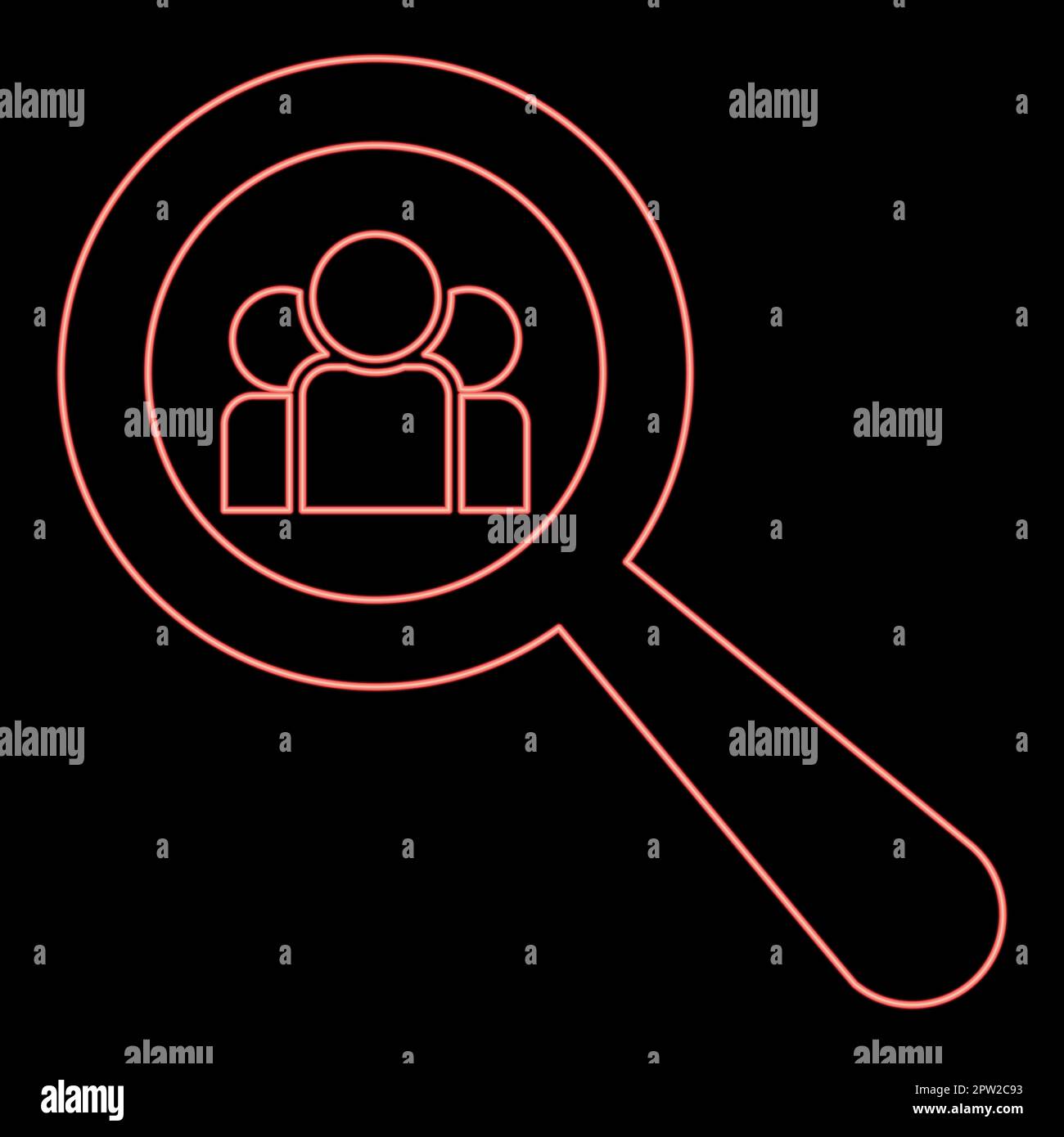 Neon people search red color vector illustration image flat style Stock ...