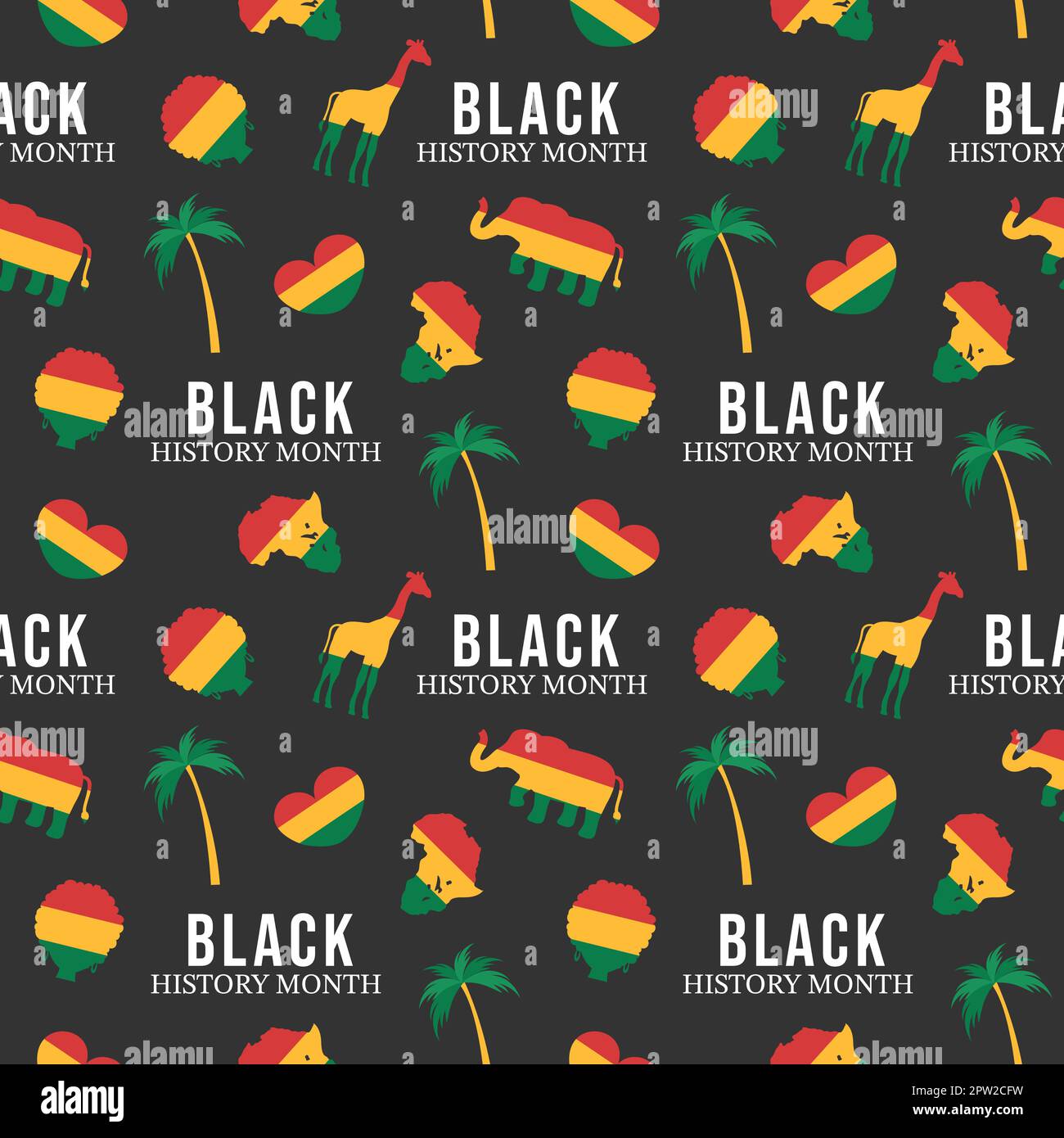 Black History Month Seamless Pattern of African American Holiday in ...
