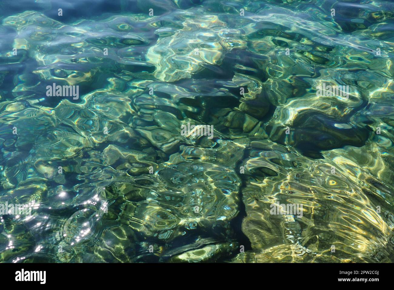 Green azure turquoise blue transparent sea salt water texture. Top view ...